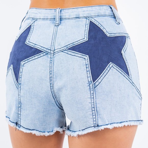 Shorts | Star Suede Detailed Distressed Denim Shorts | Poshmark